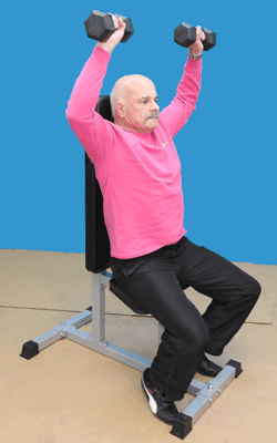 SEATED STATIONARY BENCH ALSO KNOWN AS MILITARY PRESS